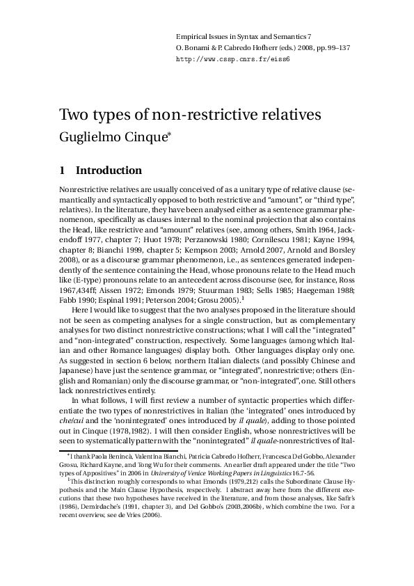 (PDF) Two types of non-restrictive relatives