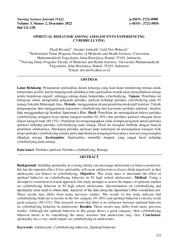 (PDF) Perilaku Spiritual Pada Remaja Yang Mengalami Cyberbullying
