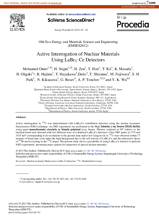 (PDF) Active Interrogation of Nuclear Materials Using LaBr3: Ce Detectors