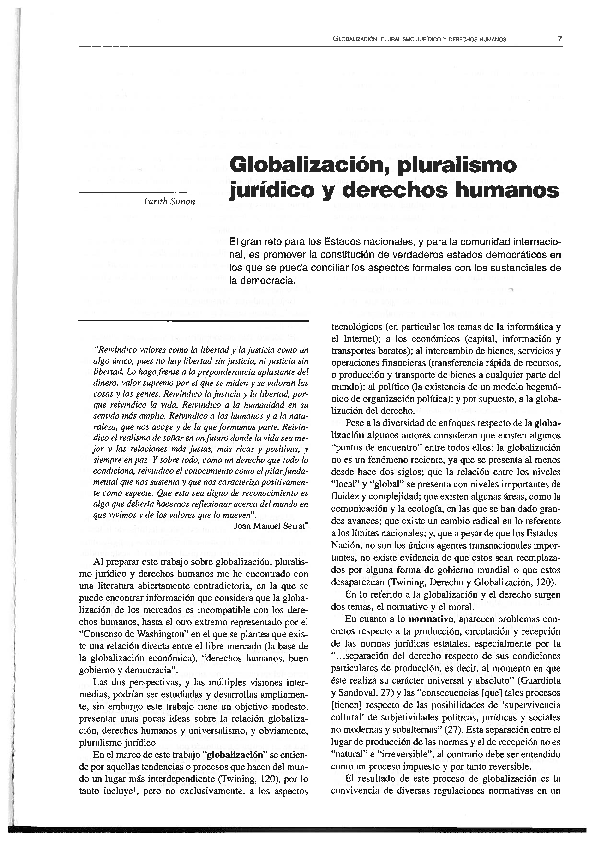 (PDF) Globalización, pluralismo jurídico y derechos humanos | Farith ...