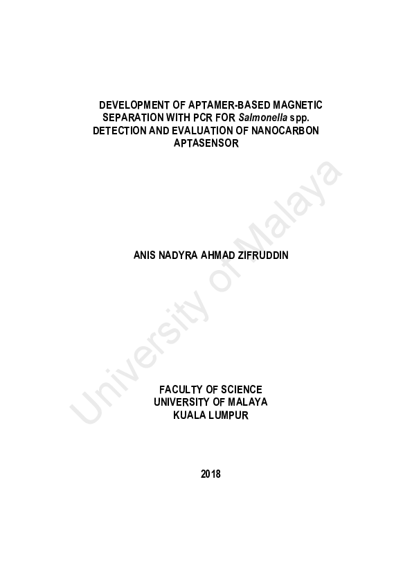 Pdf Development Of Aptamer Based Magnetic Separation With Pcr For Salmonella Spp Detection