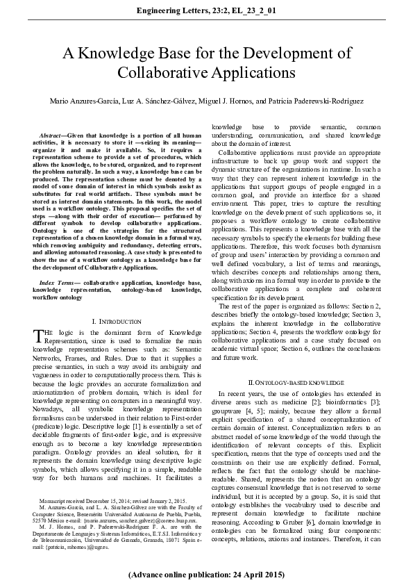 (PDF) A Knowledge Base for the Development of Collaborative Applications