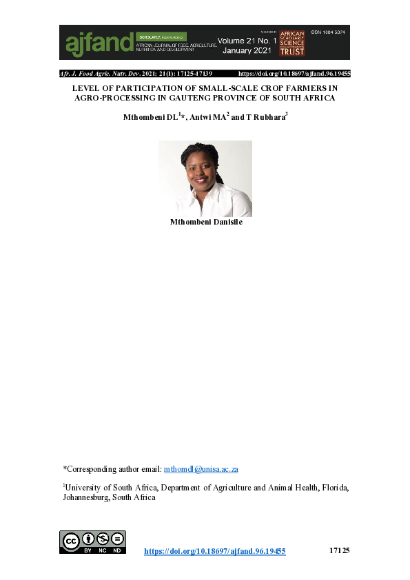 (PDF) Level of Participation of Small-Scale Crop Farmers in Agro ...