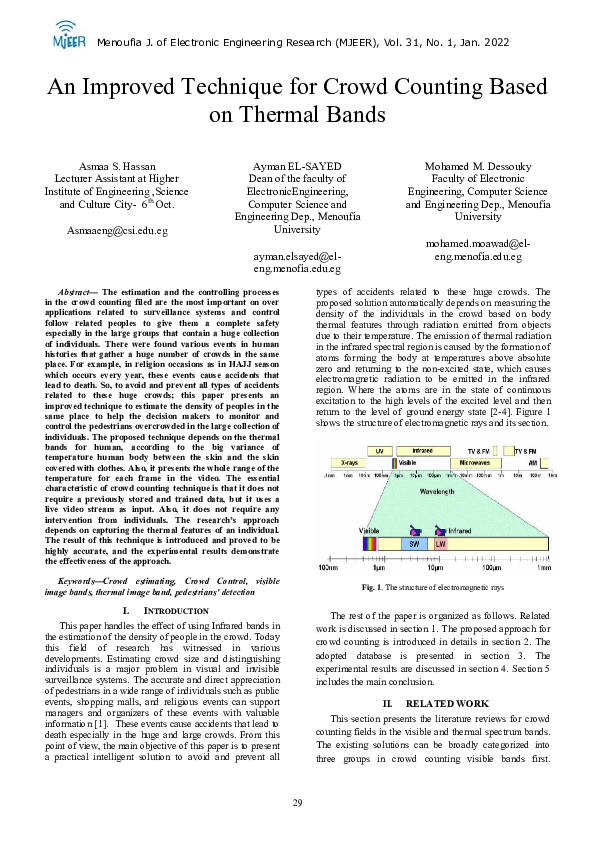 (PDF) An Improved Technique for Crowd Counting Based on Thermal Bands