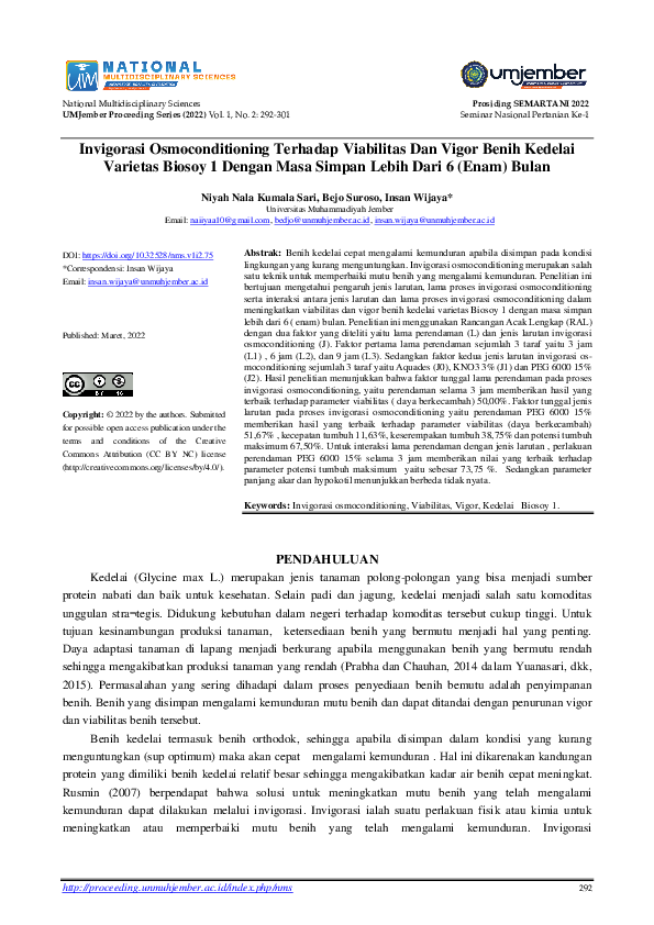 (PDF) Invigorasi Osmoconditioning Terhadap Viabilitas Dan Vigor Benih ...