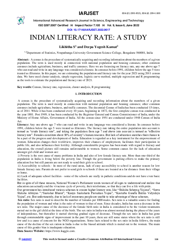 (PDF) Indian Literacy Rate: A Study