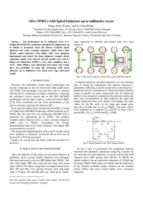 (PDF) SiGe MMICs with Spiral Inductors up to millimetre waves | Jorge ...