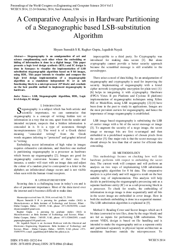 (PDF) A Comparative Analysis in Hardware Partitioning of a Steganographic based LSB-substitution ...