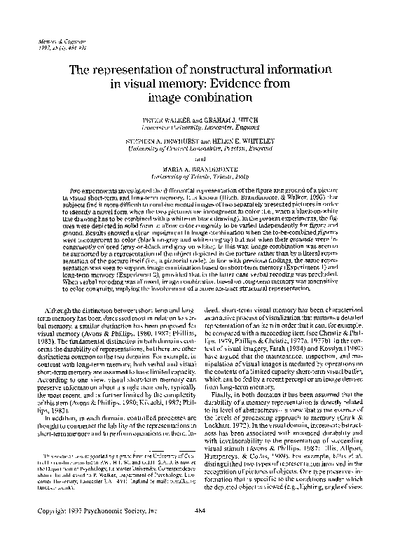 (PDF) The representation of nonstructural information in visual memory: Evidence from image ...