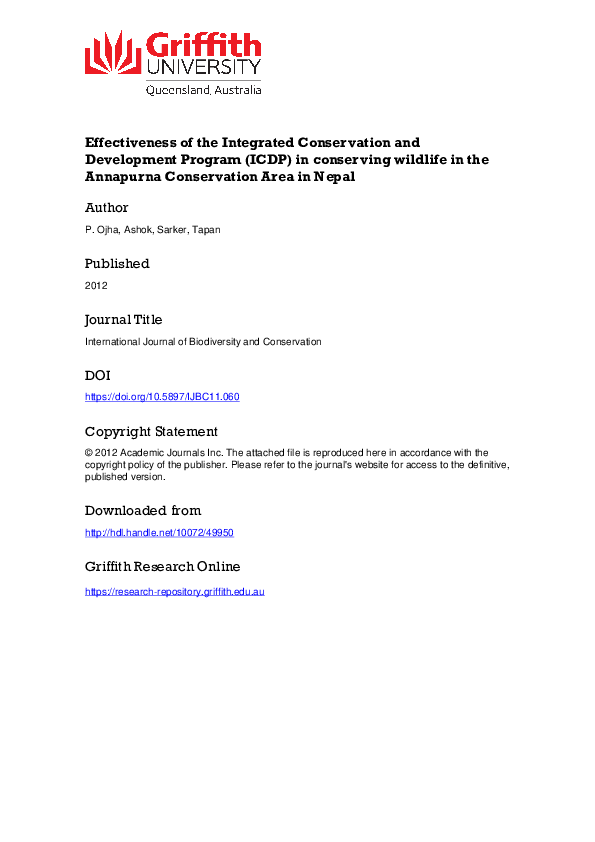 (PDF) Effectiveness of the Integrated Conservation and Development ...
