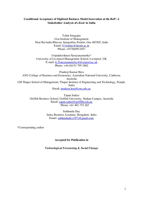 (PDF) Conditional acceptance of digitized business model innovation at ...