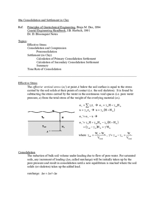 (PDF) Topics: Effective Stress Consolidation and Compression ...