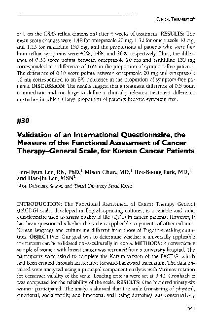 (PDF) Validation of an international questionnaire, the measure of the ...