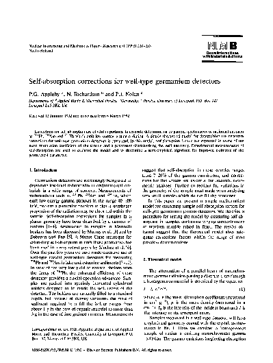 (PDF) Self-absorption corrections for well-type germanium detectors