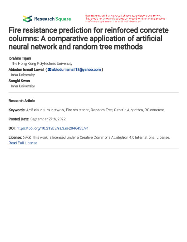 (PDF) Fire resistance prediction for reinforced concrete columns: A comparative application of ...