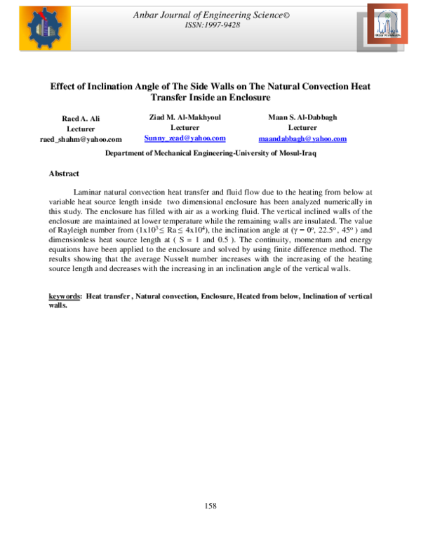 Pdf Effect Of Inclination Angle Of The Side Walls On The Natural