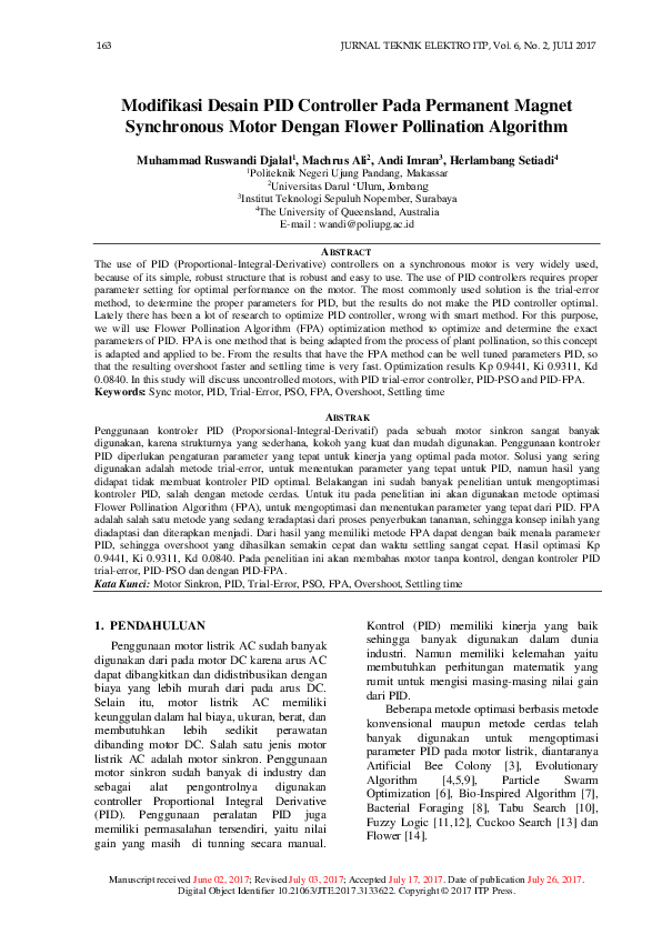(PDF) Modifikasi Desain PID Controller Pada Permanent Magnet ... (PDF) Modifikasi Desain PID Controller Pada Permanent Magnet ...