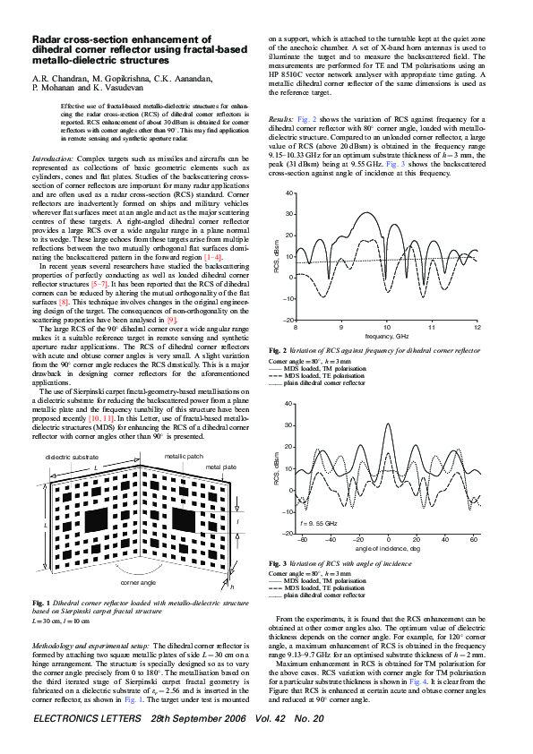 (PDF) Radar cross-section enhancement of dihedral corner reflector using fractal-based metallo ...