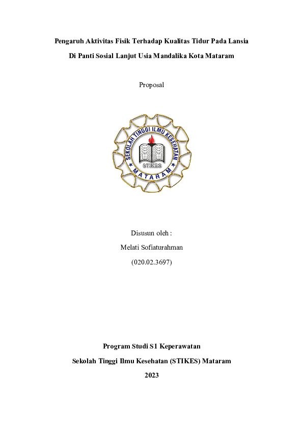 (DOC) Pengaruh Aktivitas Fisik Terhadap Kualitas Tidur Pada Lansia