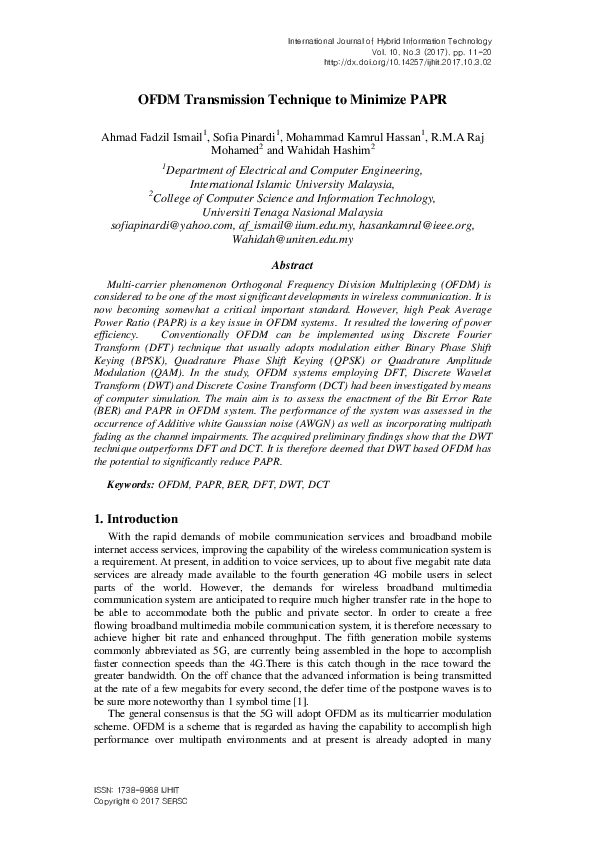 (PDF) OFDM Transmission Technique to Minimize PAPR