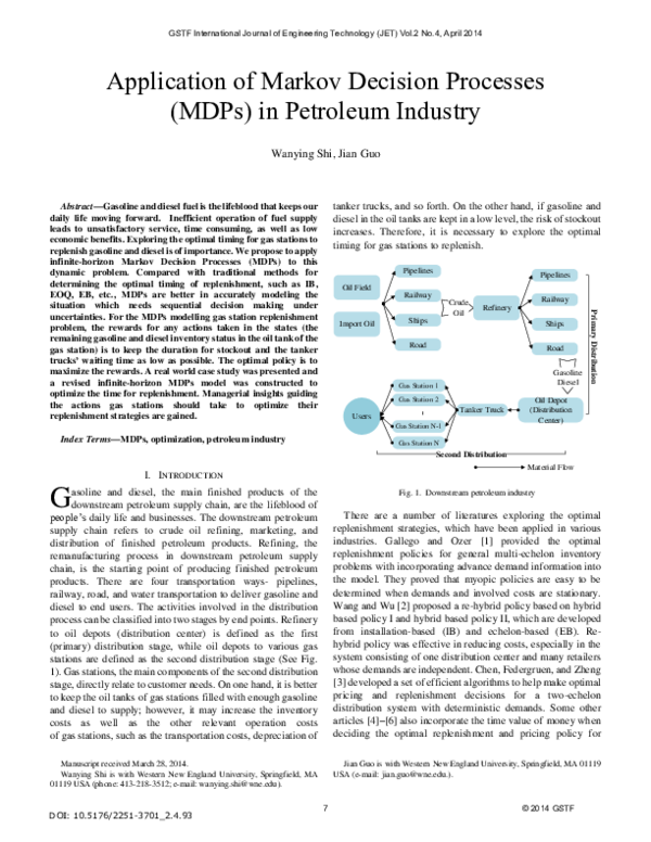 (PDF) Application of Markov Decision Processes (MDPs) in Petroleum Industry