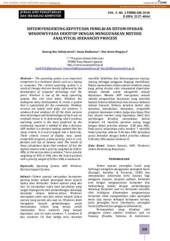 (PDF) Sistem Pendukung Keputusan Pemilihan Sistem Operasi Windows Pada ...