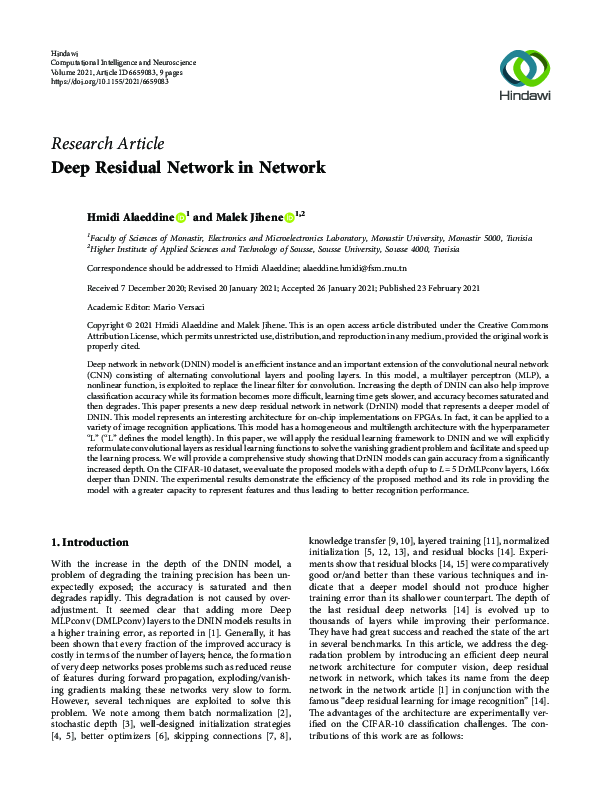 (PDF) Deep Residual Network in Network