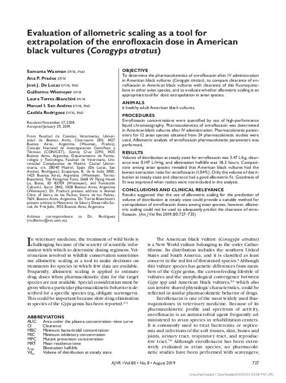 (PDF) Evaluation of allometric scaling as a tool for extrapolation of ...