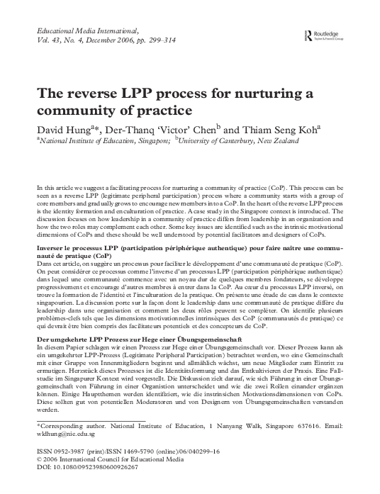 (PDF) The reverse LPP process for nurturing a community of practice