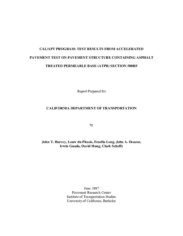 Cal/Apt Program: Test Results from Accelerated Pavement Test on ...