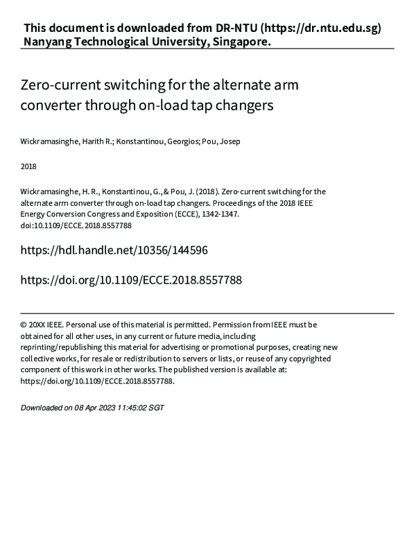 (PDF) Zero-Current Switching for the Alternate Arm Converter through On ...