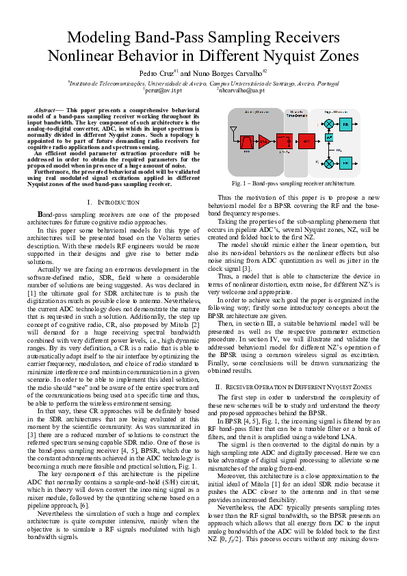 (PDF) Modeling band-pass sampling receivers nonlinear behavior in different Nyquist zones