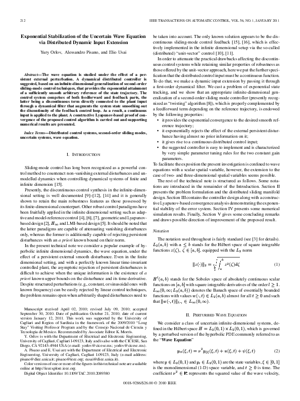 (PDF) Exponential Stabilization of the Uncertain Wave Equation via ...