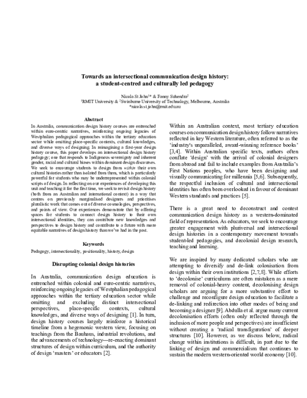 (PDF) Towards an intersectional communication design history: a student ...