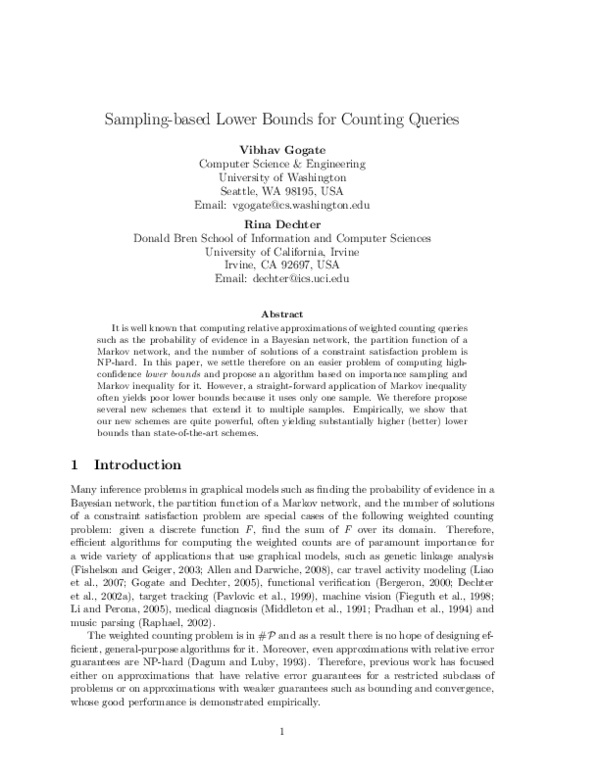 Pdf Sampling Based Lower Bounds For Counting Queries