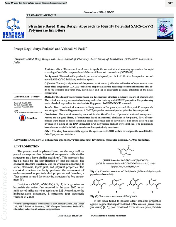 (PDF) Structure Based Drug Design Approach to Identify Potential SARS-CoV-2 Polymerase ...