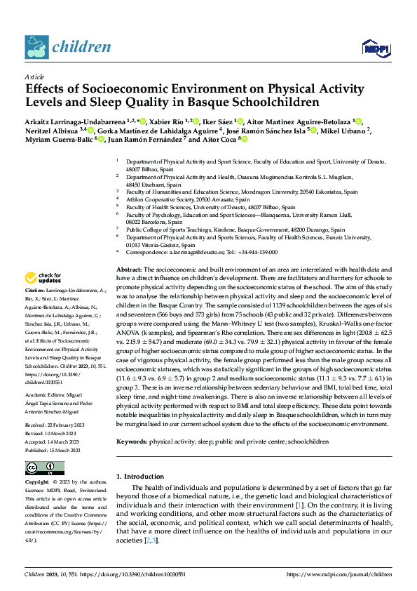 (PDF) Effects of Socioeconomic Environment on Physical Activity Levels ...