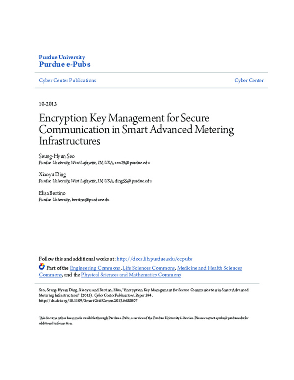 (PDF) Encryption key management for secure communication in smart advanced metering infrastructures