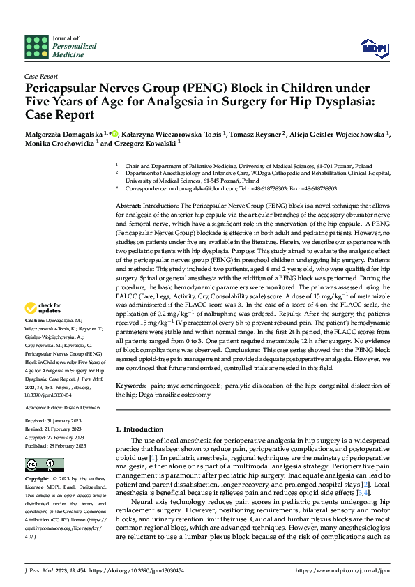 (PDF) Pericapsular Nerves Group (PENG) Block in Children under Five ...