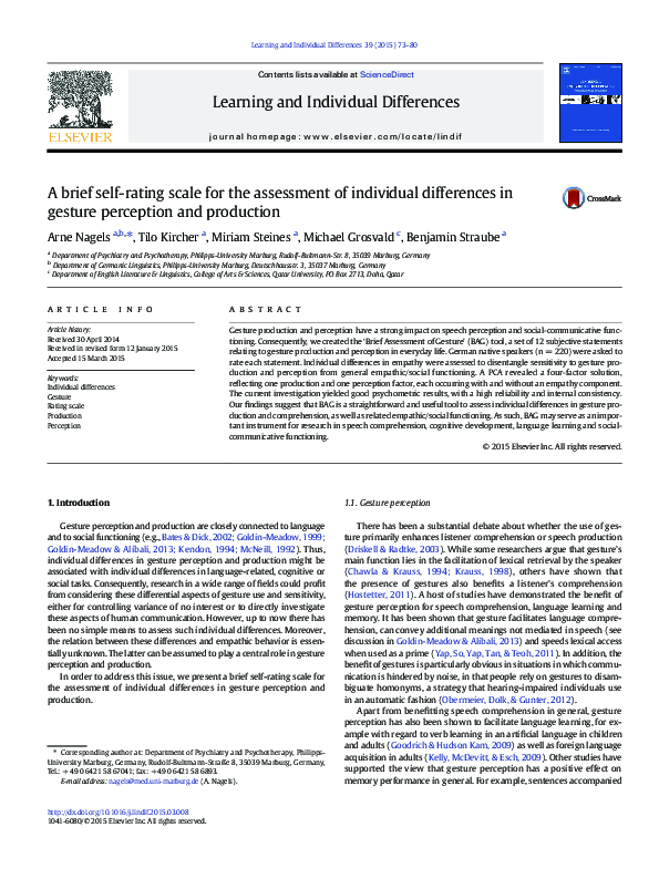 (PDF) A brief self-rating scale for the assessment of individual ...