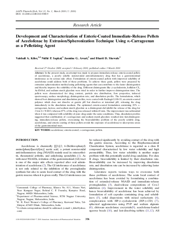 (PDF) Development and Characterization of Enteric-Coated Immediate ...