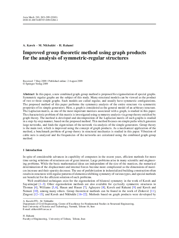 Pdf Improved Group Theoretic Method Using Graph Products For The Analysis Of Symmetric Regular