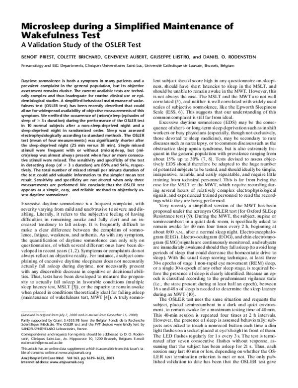 (PDF) Microsleep Detection in Simplified Wakefulness Test