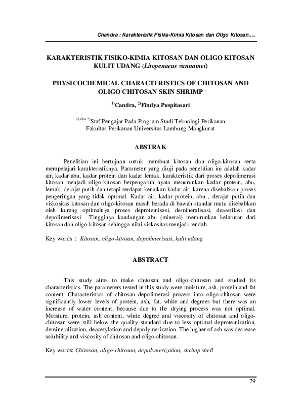 (PDF) KARAKTERISTIK FISIKO-KIMIA KITOSAN DAN OLIGO KITOSAN KULIT UDANG ...