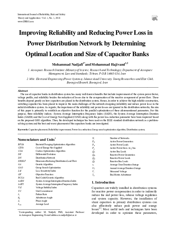 (PDF) Improving Reliability and Reducing Power Loss in Power Distribution Network by Determining ...