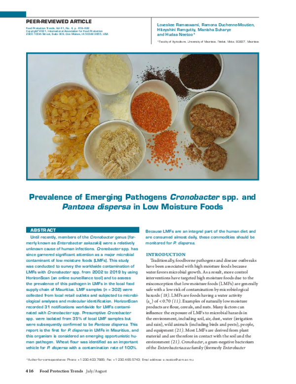 (PDF) Prevalence of Emerging Pathogens Cronobacter spp. and Pantoea ...