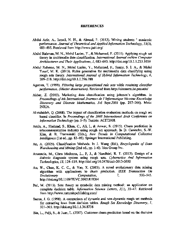 Pdf Customer Churn Classification In Telecommunication Company Using Rough Set Theory