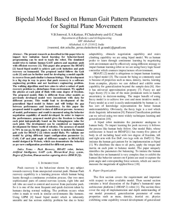(PDF) Bipedal Model Based on Human Gait Pattern Parameters Bipedal Model Based on Human Gait ...