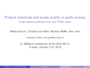 (PDF) Prepaid incentives and survey quality in youth surveys ...