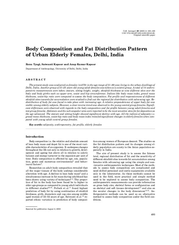 (PDF) Body composition and fat distribution pattern of urban elderly ...